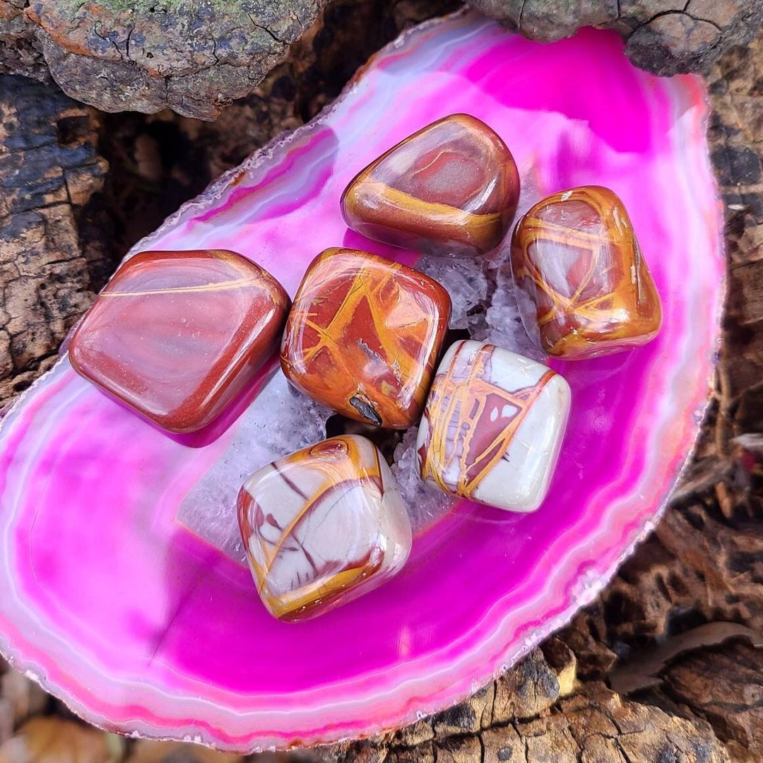 Noreena Jasper Tumbled Stone, Red Yellow & Gray Jasper, Polished ...