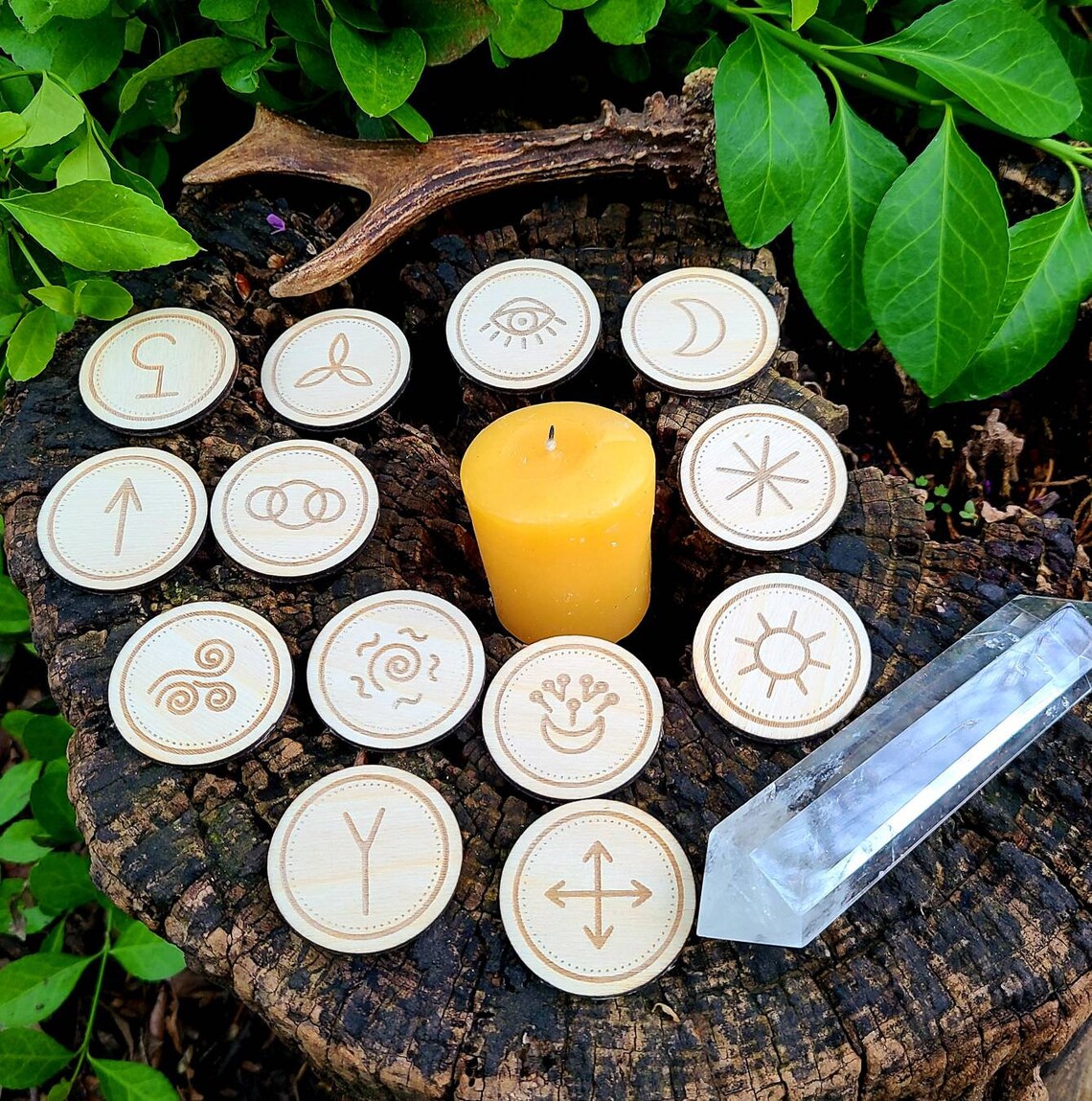 13 Witches Runes W/ Guide Laser Engraved Wooden Witch's - Etsy