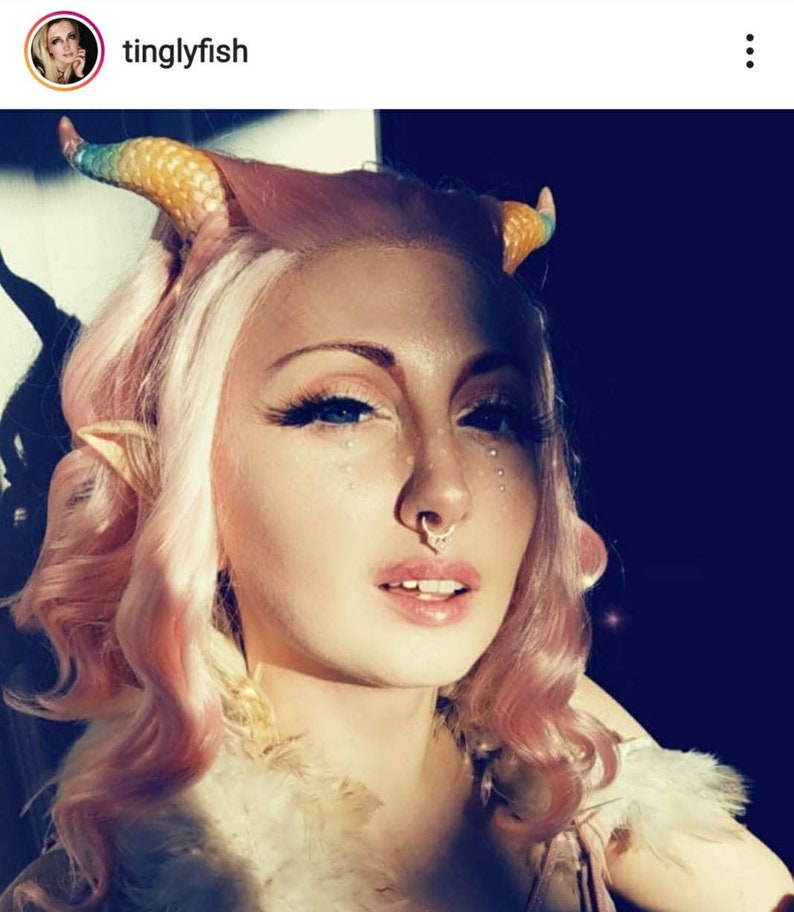 Pastel Rainbow Mermaid Costume Horns Polymer Clay Cosplay | Etsy