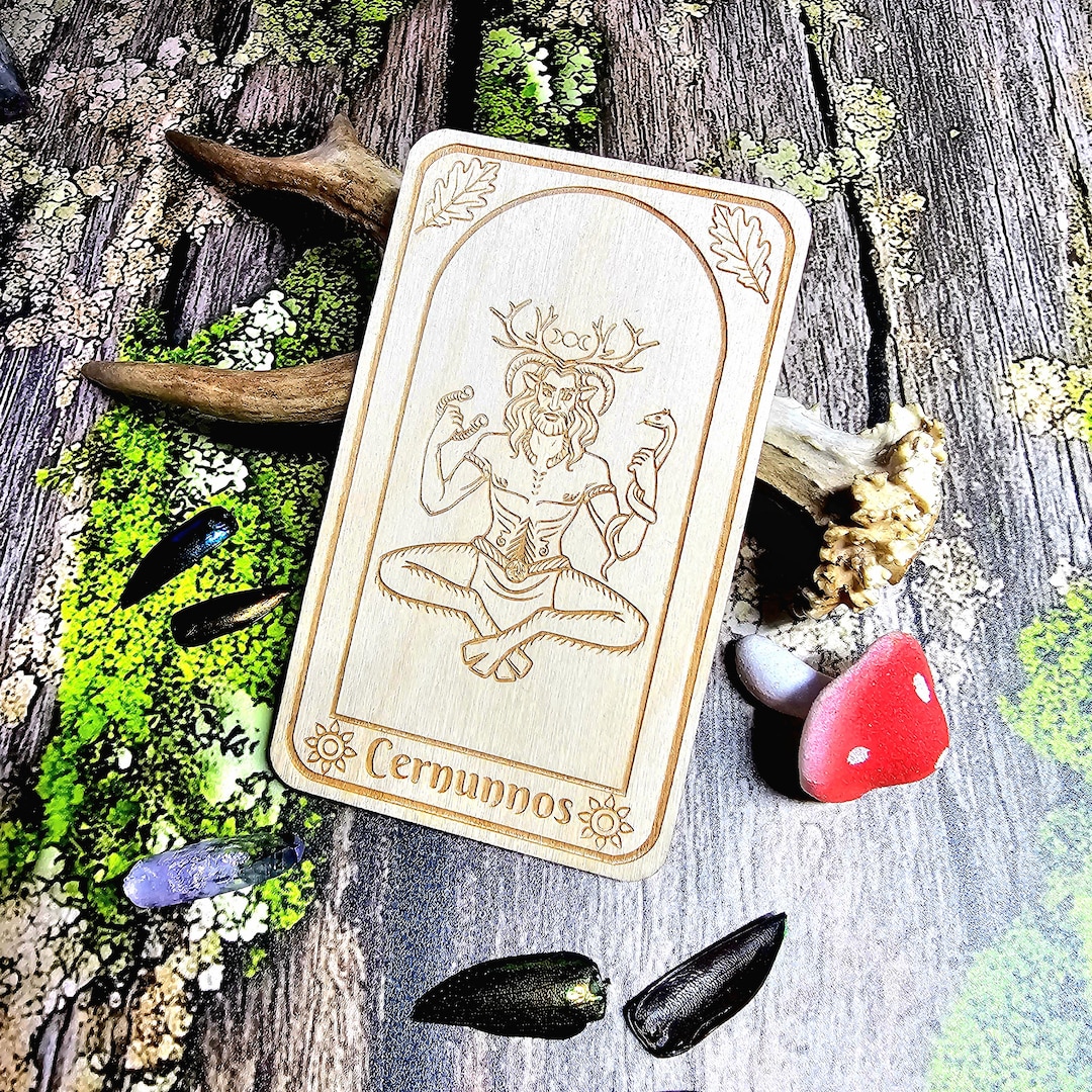 Cernunnos Deity Altar Card, Horned God Altar Decor, Antlered God Card ...