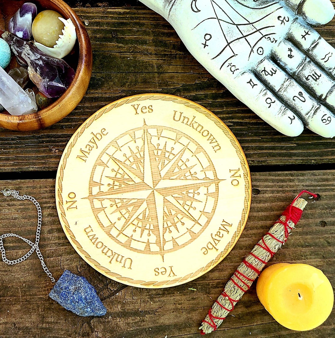 6 Compass Yes/no Pendulum Board Lasercut Birch Wood - Etsy