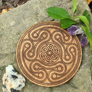 6" Hecate's Wheel Crystal Grid Board, Lasercut Birch Wood, Strophalos ...