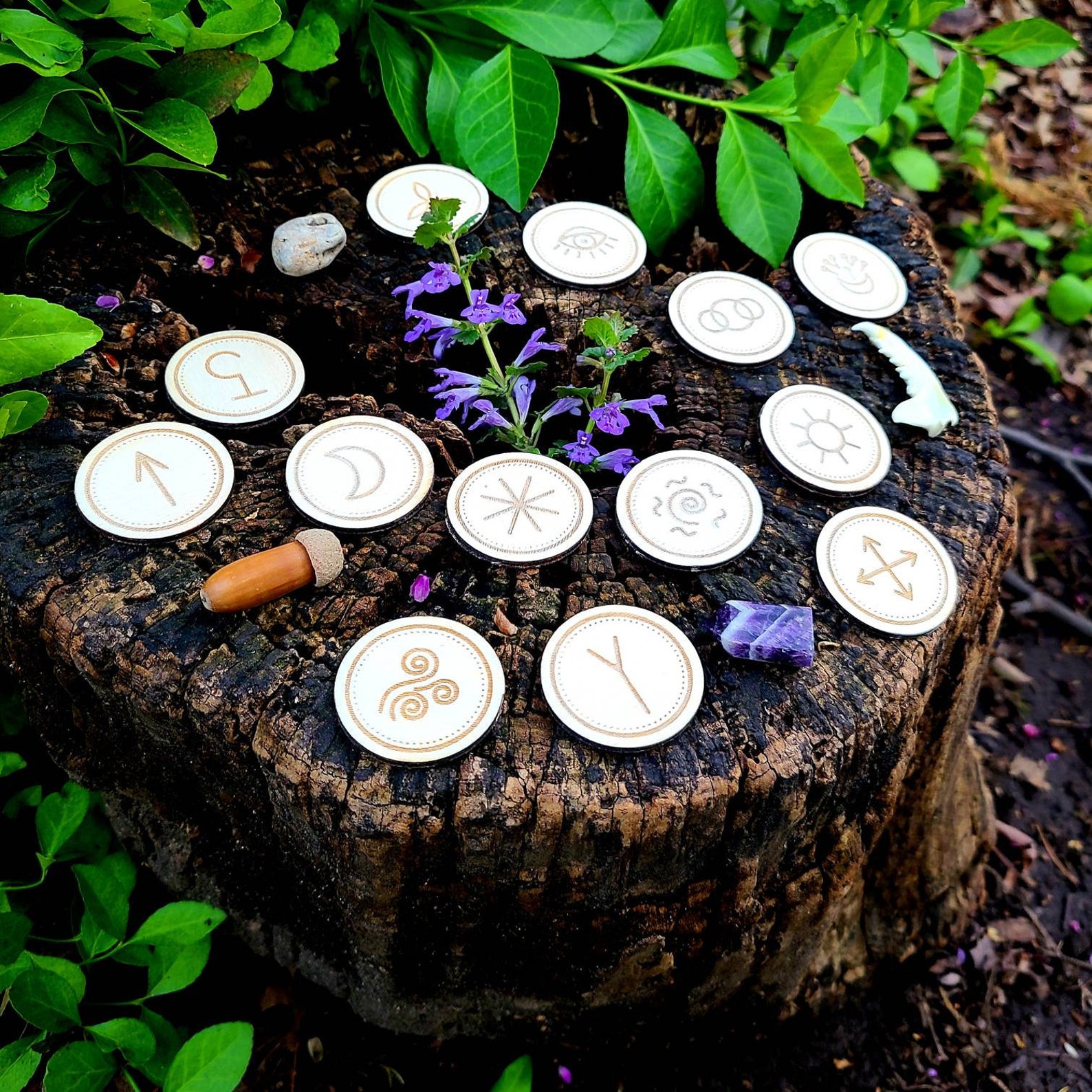 13 Witches Runes W/ Guide Laser Engraved Wooden Witch's - Etsy