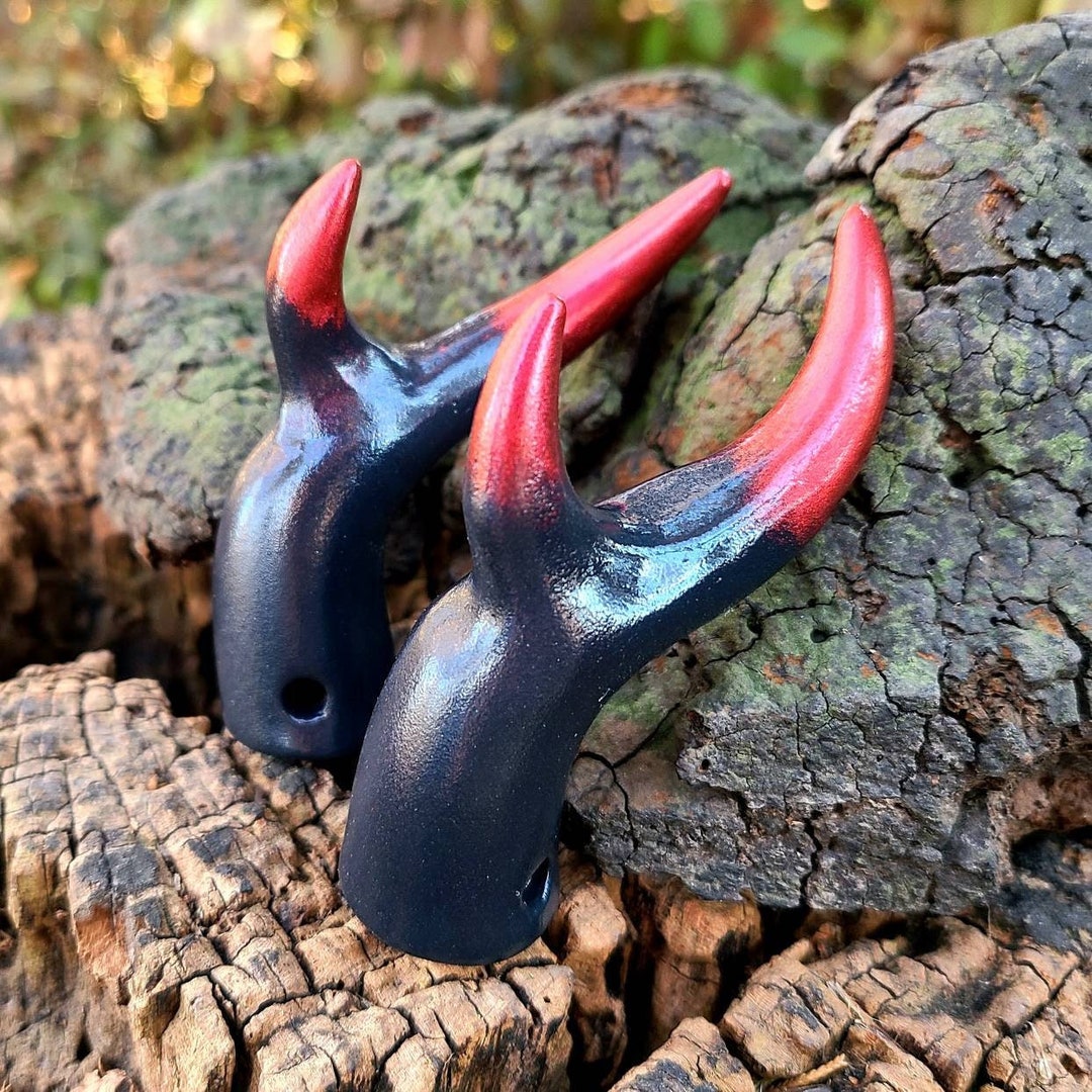 Black & Red Costume Horns, Polymer Clay Cosplay Horns, Faun Antlers ...