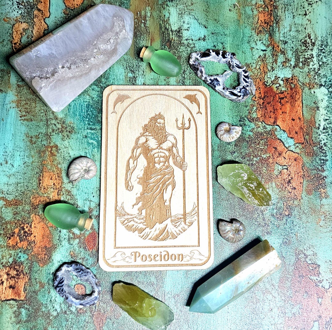 Poseidon Deity Altar Card, Sea God Altar Decor, Deity Work, Pagan Altar ...