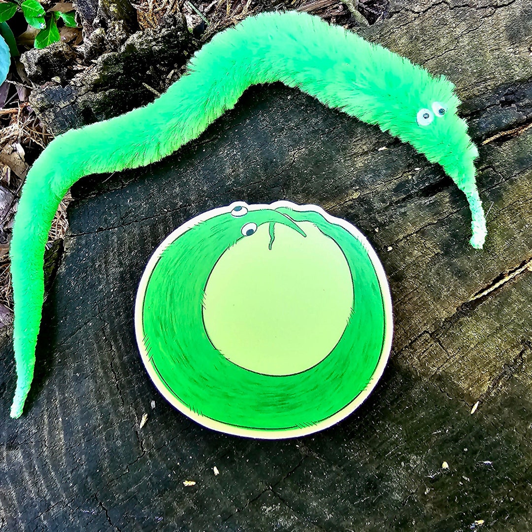 Worm on a String Oroboros Sticker, 3 Inch Ouroboros Fuzzy Worm Vinyl ...