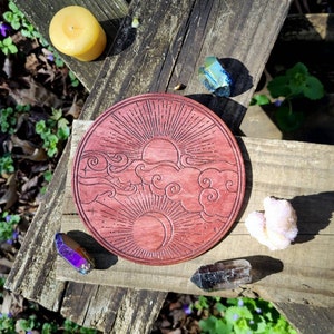 6" Sun & Moon Wooden Crystal Grid Board, Lasercut Birch, Crystal ...