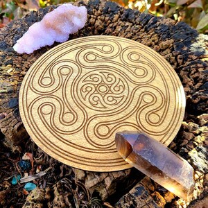 6" Hecate's Wheel Crystal Grid Board, Lasercut Birch Wood, Strophalos ...