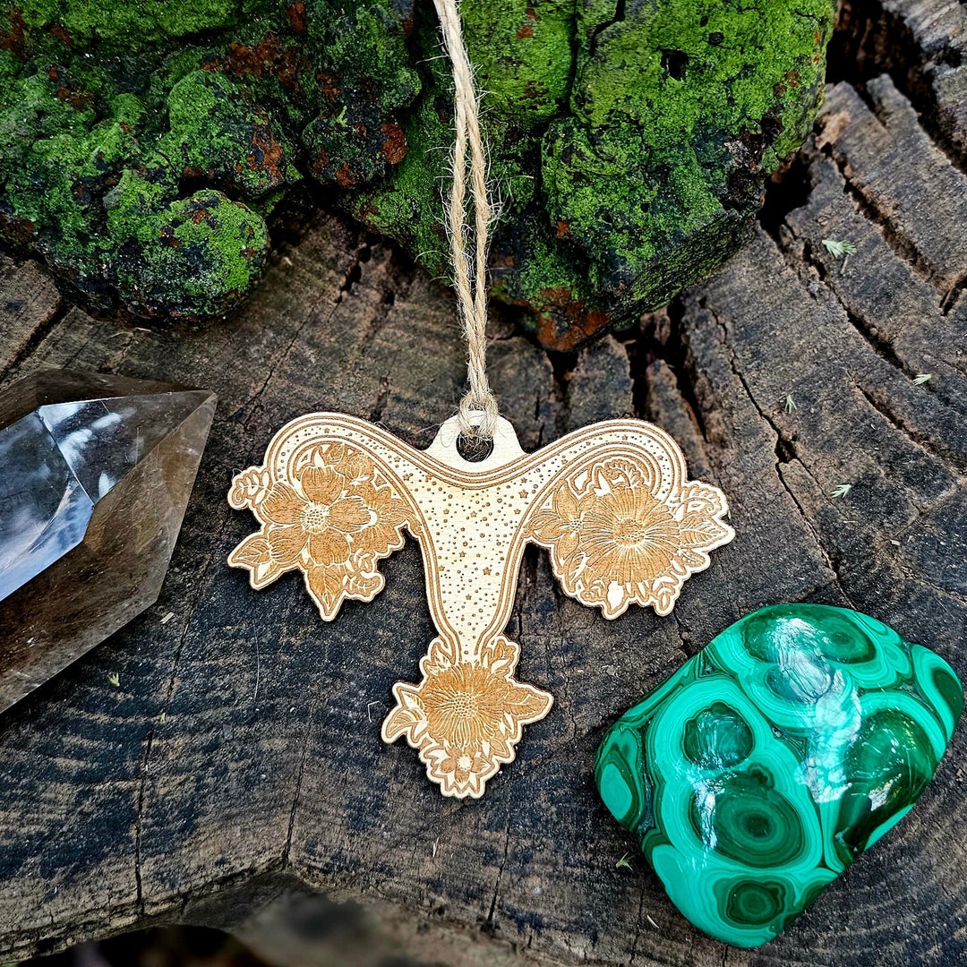 Floral Uterus Ornament, Feminist Ornament, Lasercut Wood Christmas Tree ...