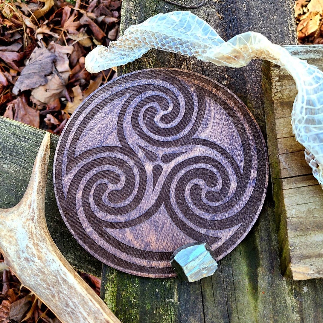 6" Celtic Triskelion Crystal Grid Board, Lasercut Birch Wood, Triple ...