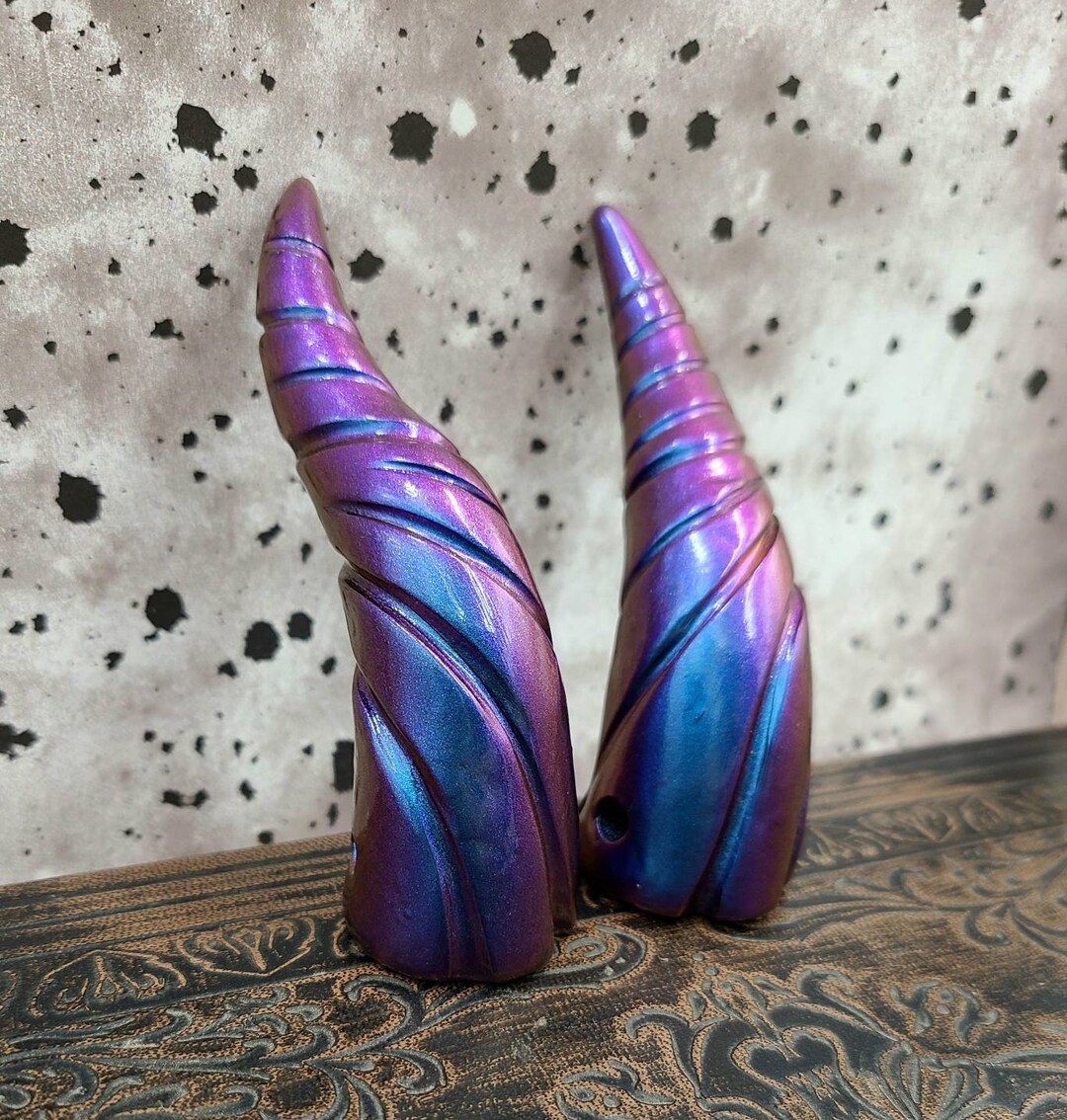Pixie Blue Dragon Horns, Polymer Clay Costume Horns, Cosplay Horned ...