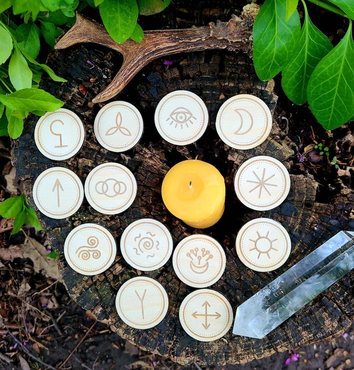 13 Witches Runes W/ Guide Laser Engraved Wooden Witch's - Etsy