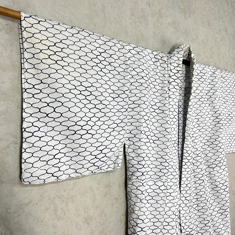 Vintage Men's Yukata Traditional Fishing Pattern/kimono/cotton Robe ...