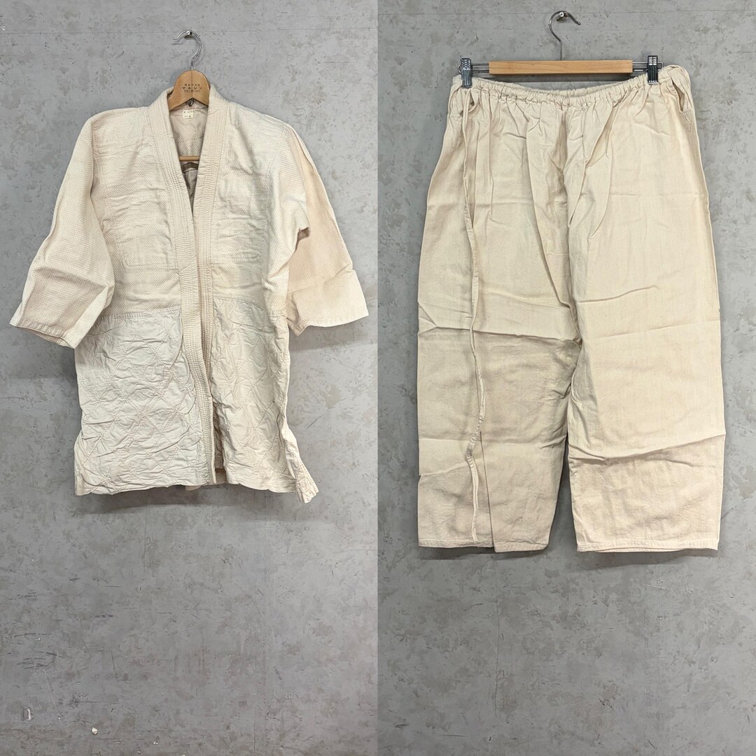 Vintage Japanese Karate Gi Set Sashiko Stitching With Kanji Name/obi ...