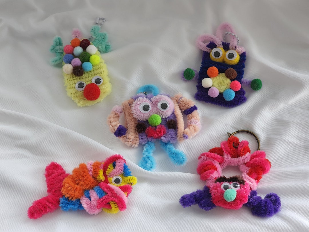 Pipe Cleaner Fluffy Keyring/cute Keychain/bag Decorations/handmade ...