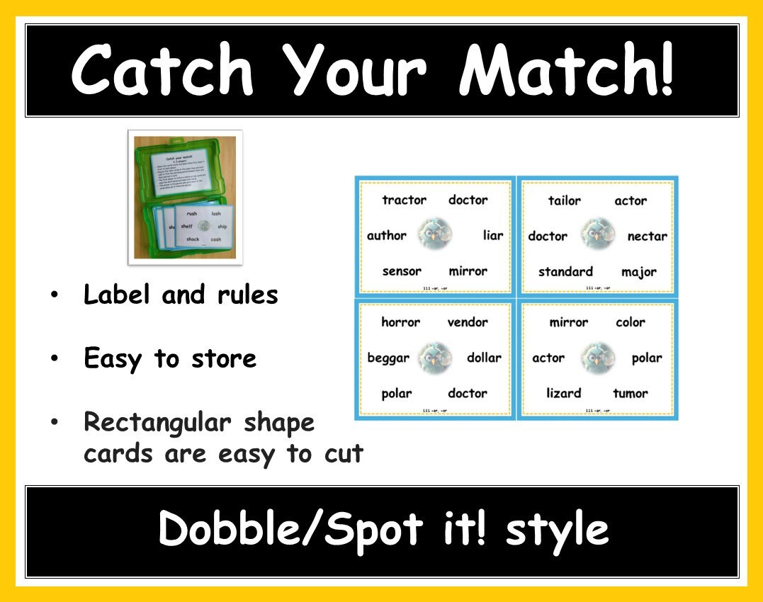 Catch Your Match, Spot It Style 5 Games, Phonics, Vowel Teams, Silent ...