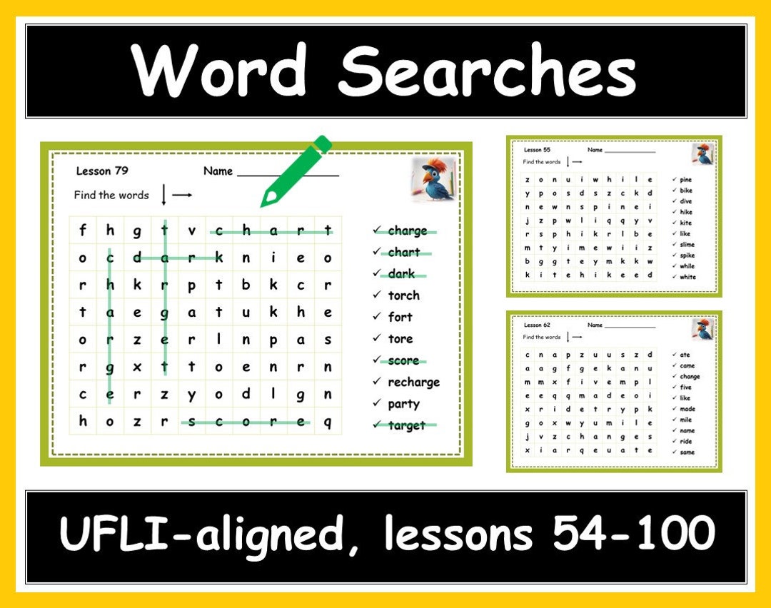 Word Searches, 48 Pages Ufli-aligned, Lessons 54-100, Phonics, Centers ...