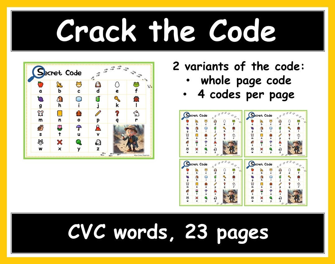 Crack the Code, CVC Words, Sentences, Phonics, ELA, Centers, Worksheets ...
