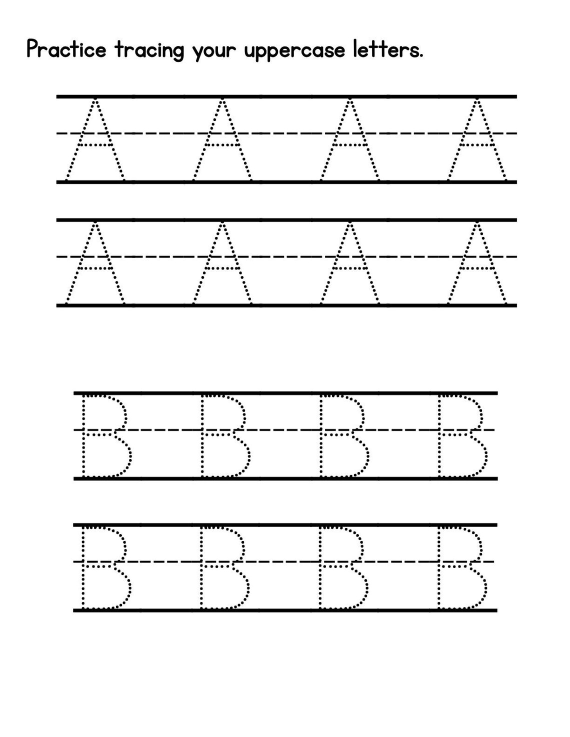 Uppercase Alphabet Tracing Worksheet - Etsy