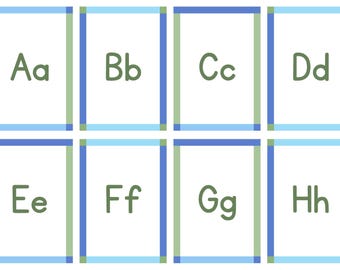 Blue Alphabet Flashcards: Upper and Lowercase Letters (digital Download ...