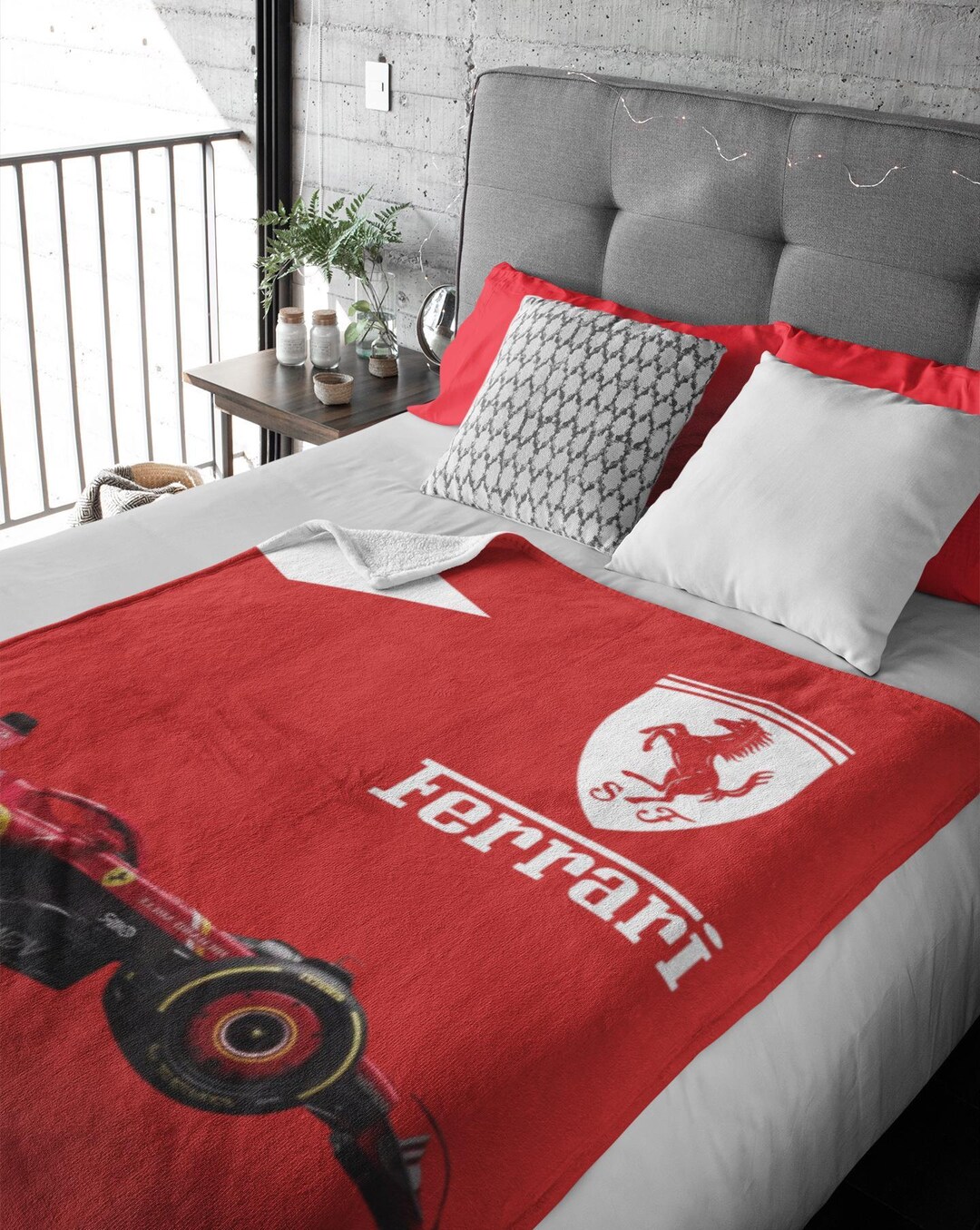 Corduroy Plush Blanket for Ferrari Fans, Unique F1 Design, Formula 1 ...
