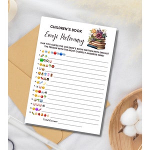 Book Themed Baby Shower Games | Storybook Scramble, Emoji Pictionary ...