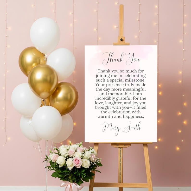 90th Birthday Welcome Sign | Floral Gold Party Decor (digital Download ...