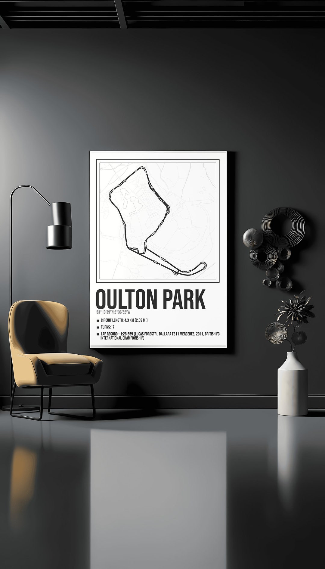 Oulton Park Track Map Layout Print With Corner Names - Modern Sleek ...