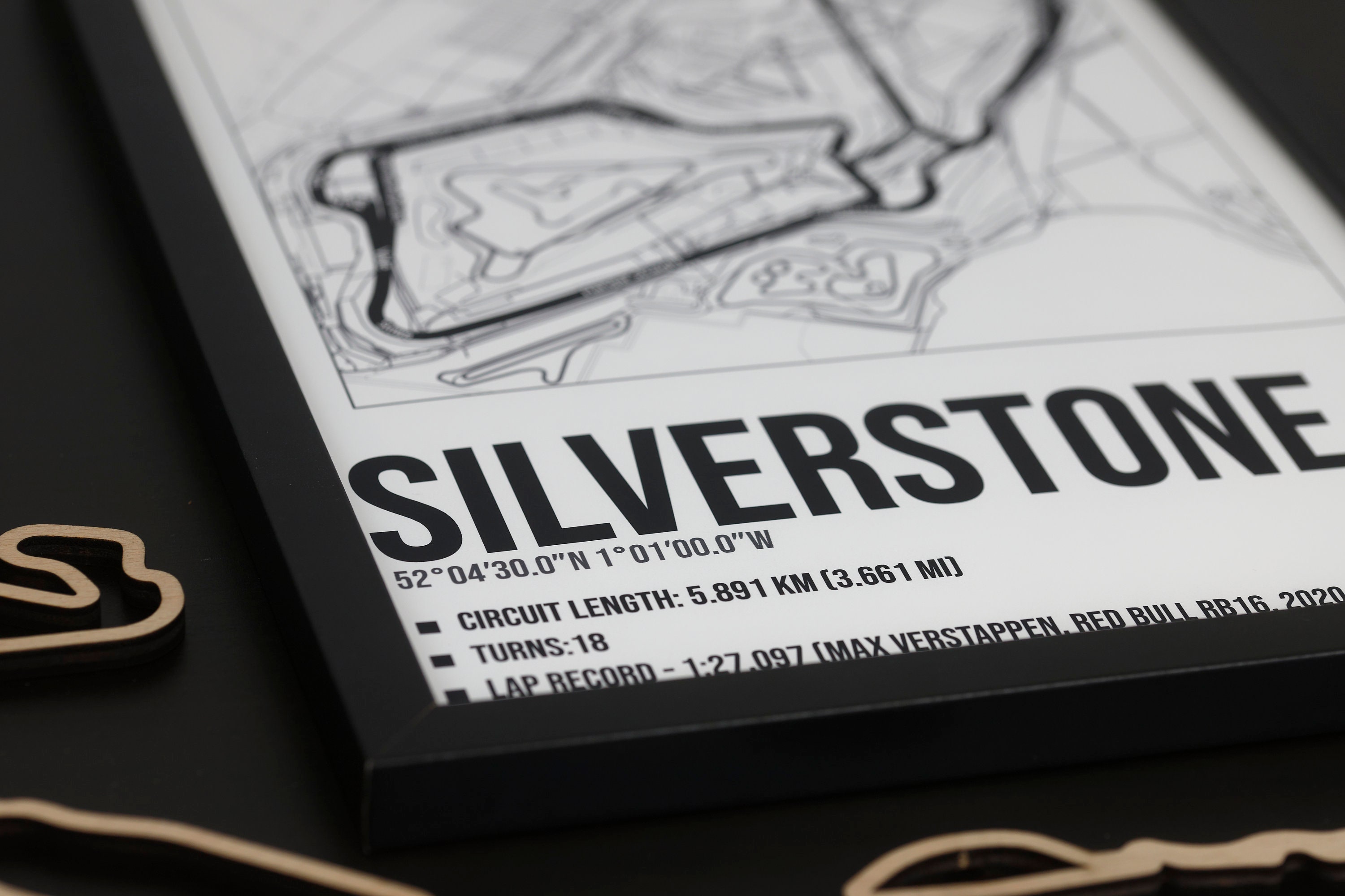 Silverstone Circuit Map Layout Print With Corner Names - Modern Sleek ...