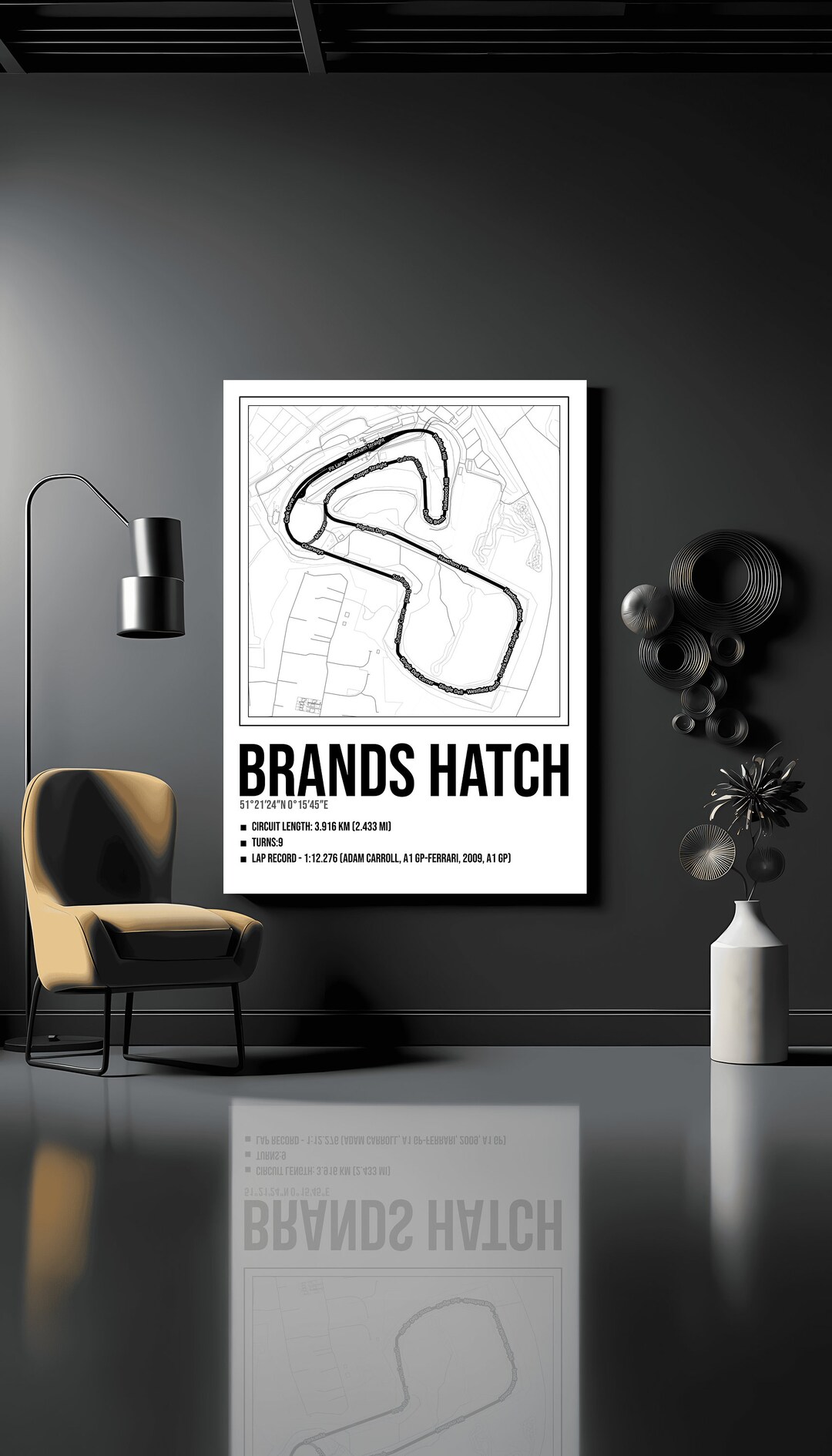 Brands Hatch Track Map Layout Print With Corner Names - Modern Sleek ...