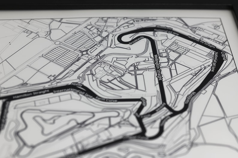 Silverstone Circuit Map Layout Print With Corner Names Modern Sleek ...