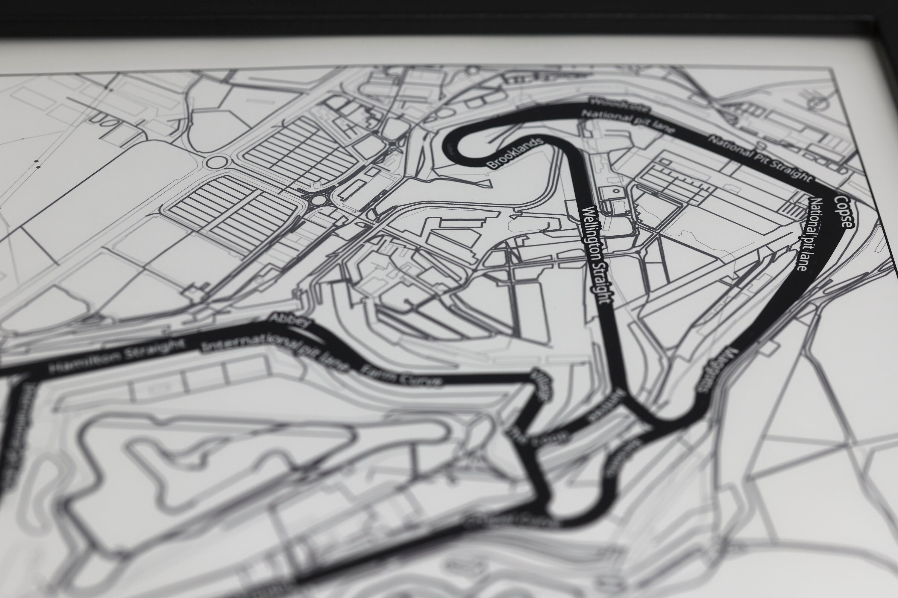 Silverstone Circuit Map Layout Print With Corner Names - Modern Sleek ...