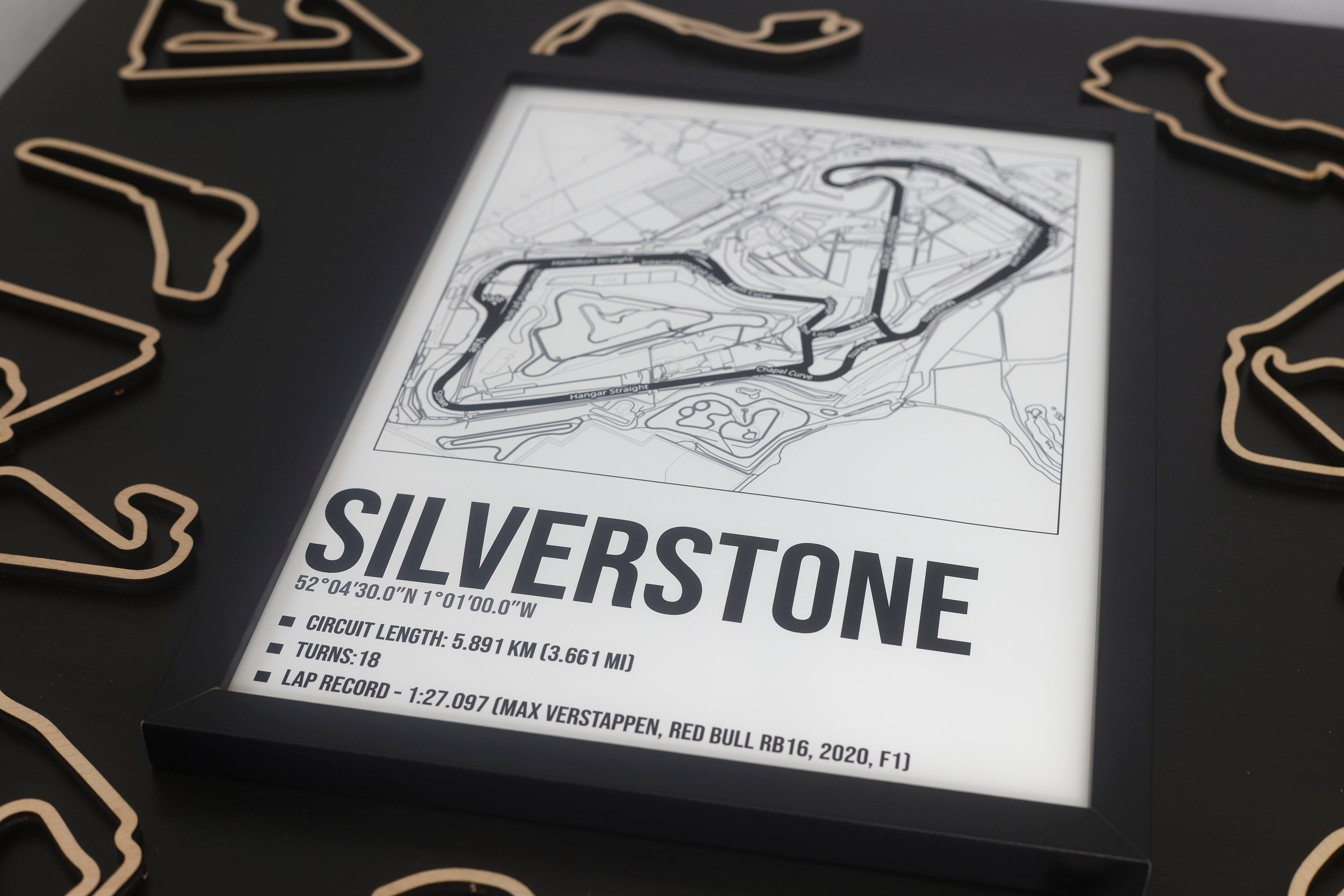 Silverstone Circuit Map Layout Print With Corner Names - Modern Sleek ...