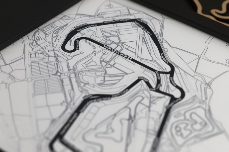Silverstone Circuit Map Layout Print With Corner Names - Modern Sleek ...