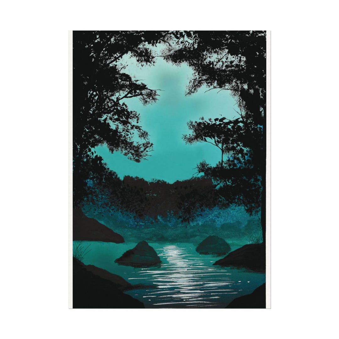 Poster, Swan Lake Watercolor Matte Wall Art, Odette Blue Lake Sunset ...