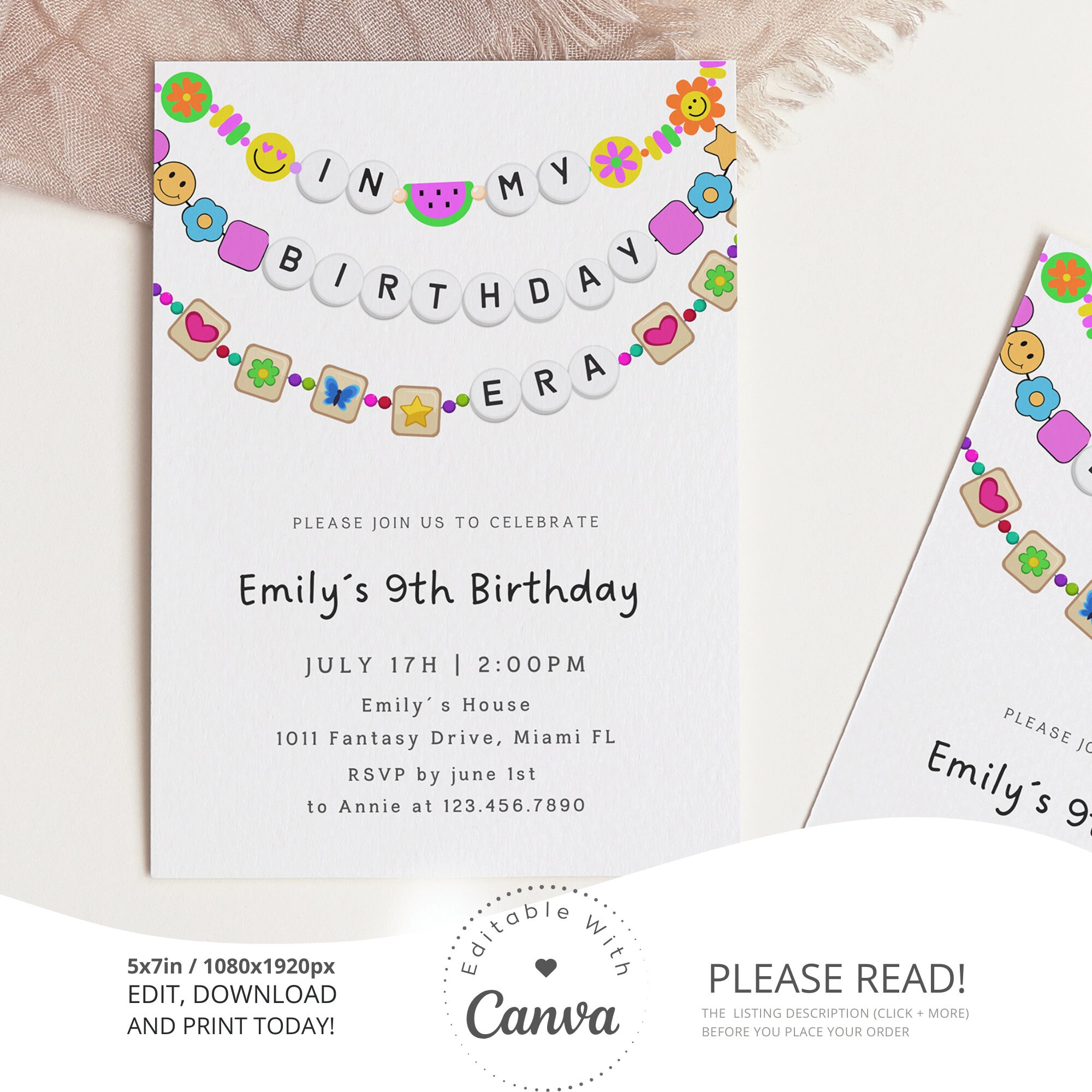 In My Birthday Era Friendship Bracelet Invitation, Ts Birthday Invite ...