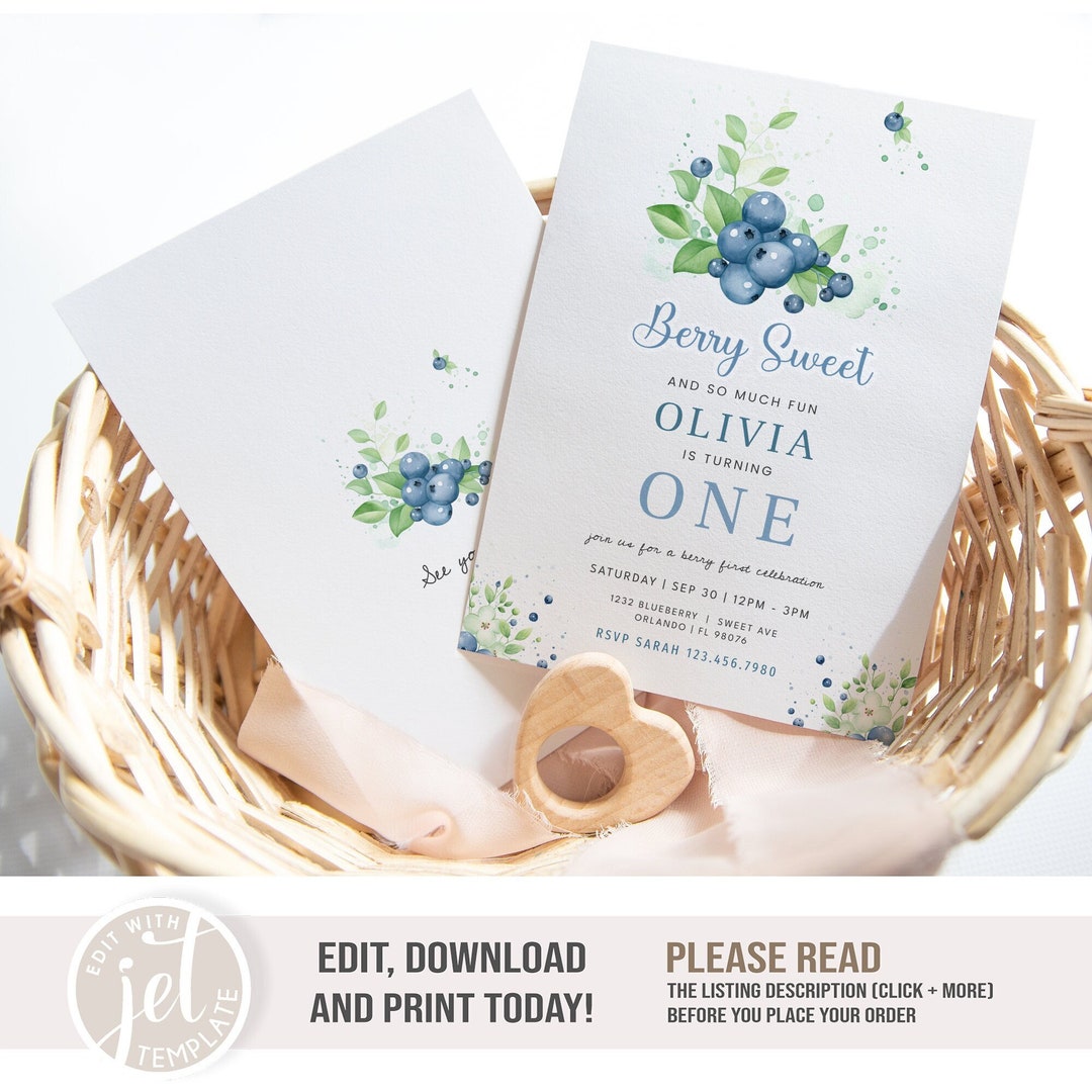 Berry Sweet One Birthday Invitationtwo Sweet Invitation - Etsy