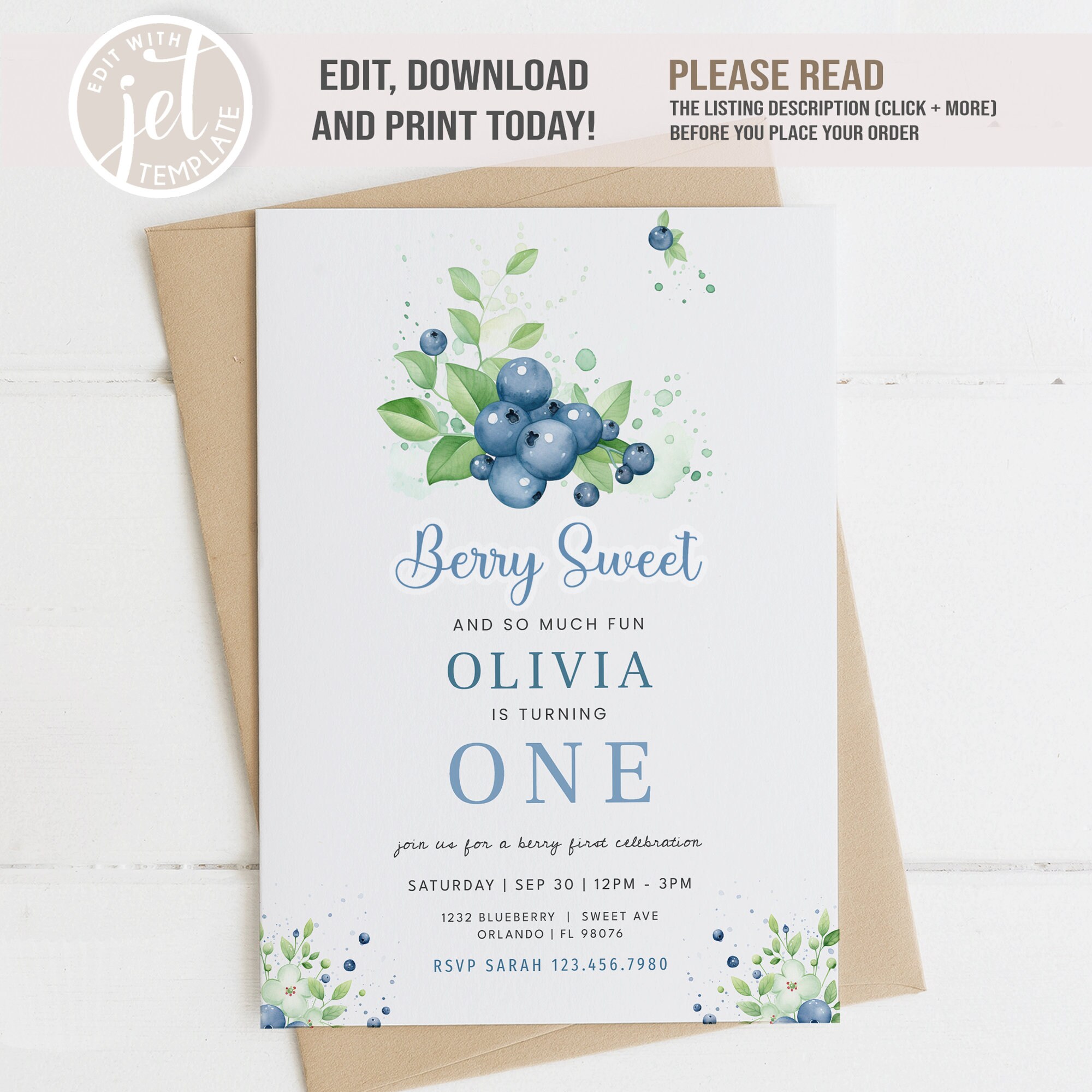 Berry Sweet One Birthday Invitationtwo Sweet Invitation - Etsy