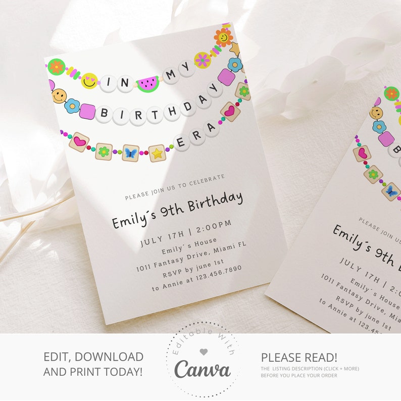 In My Birthday Era Friendship Bracelet Invitation, Ts Birthday Invite ...
