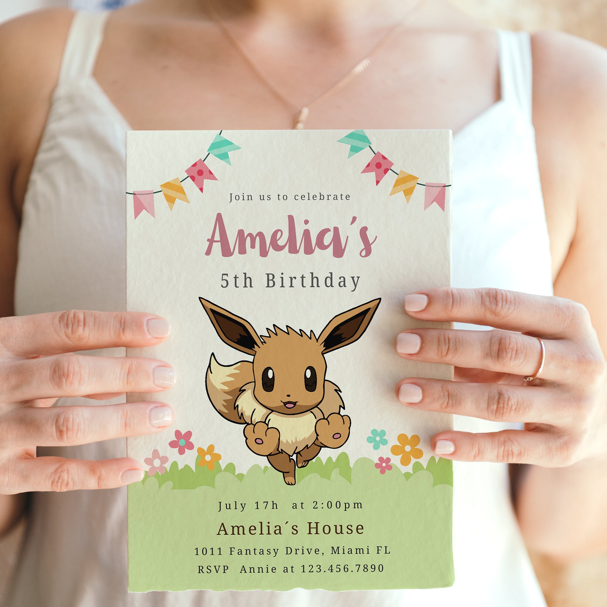 Eevee Evolution Editable Birthday Invitation Template for Gils, Canva ...