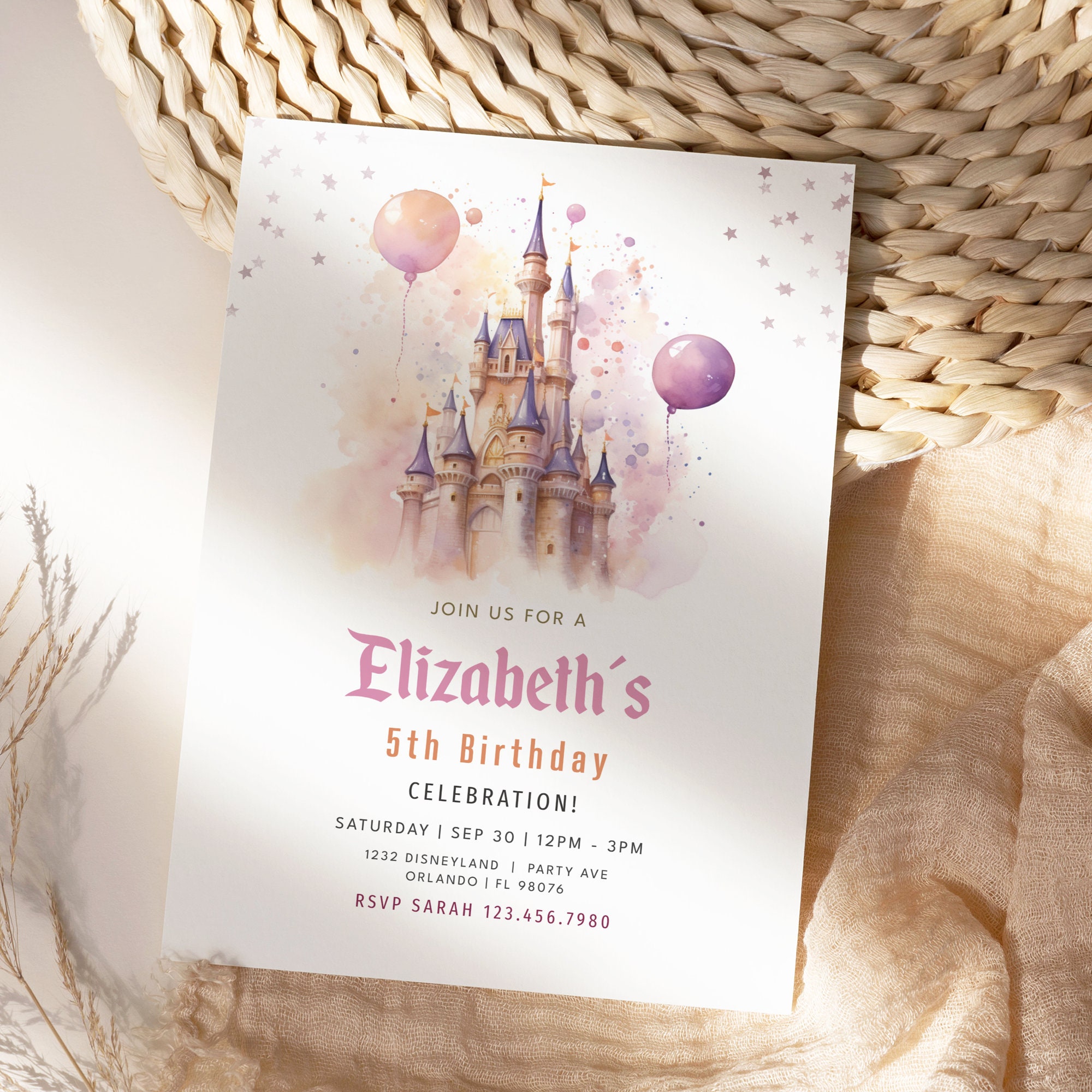 Castle Birthday Invitation,girls Invitation,birthday Trip Invites ...