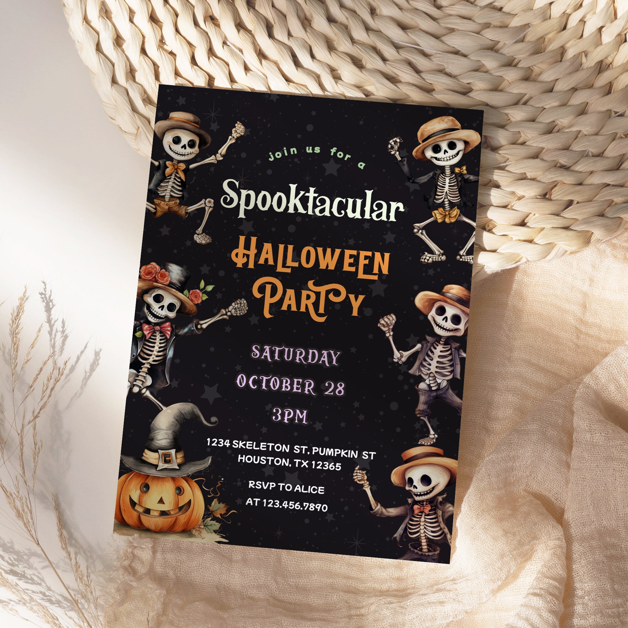Skeleton Birthday Party Invitation Thank You Tag - Etsy