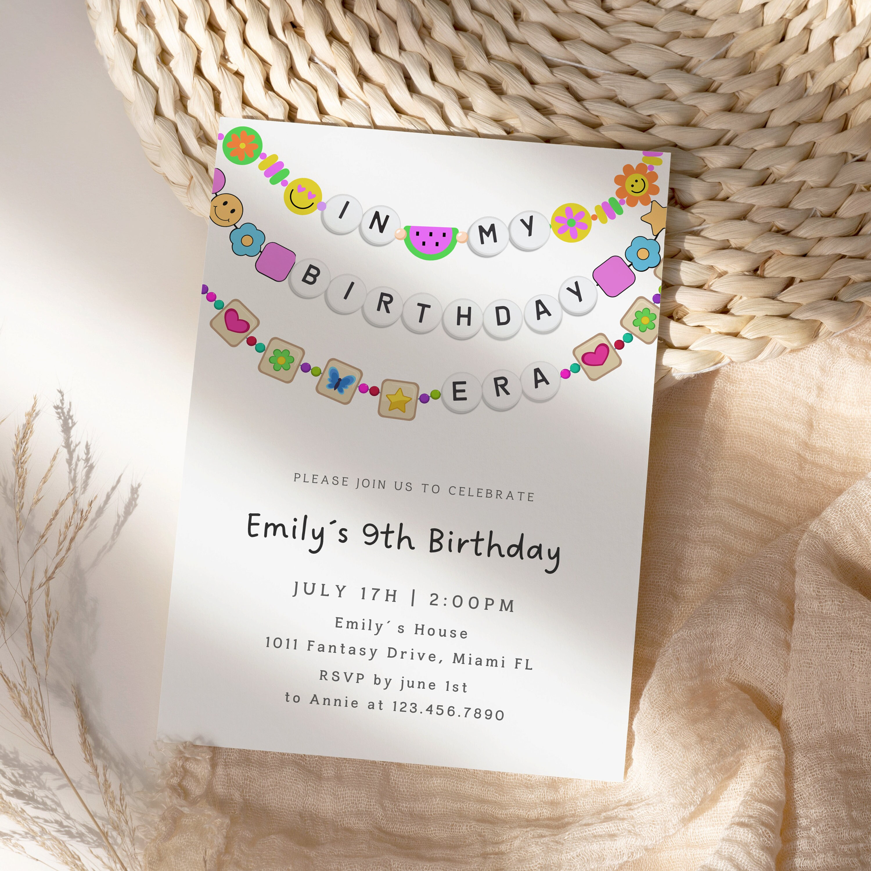 In My Birthday Era Friendship Bracelet Invitation, Ts Birthday Invite ...