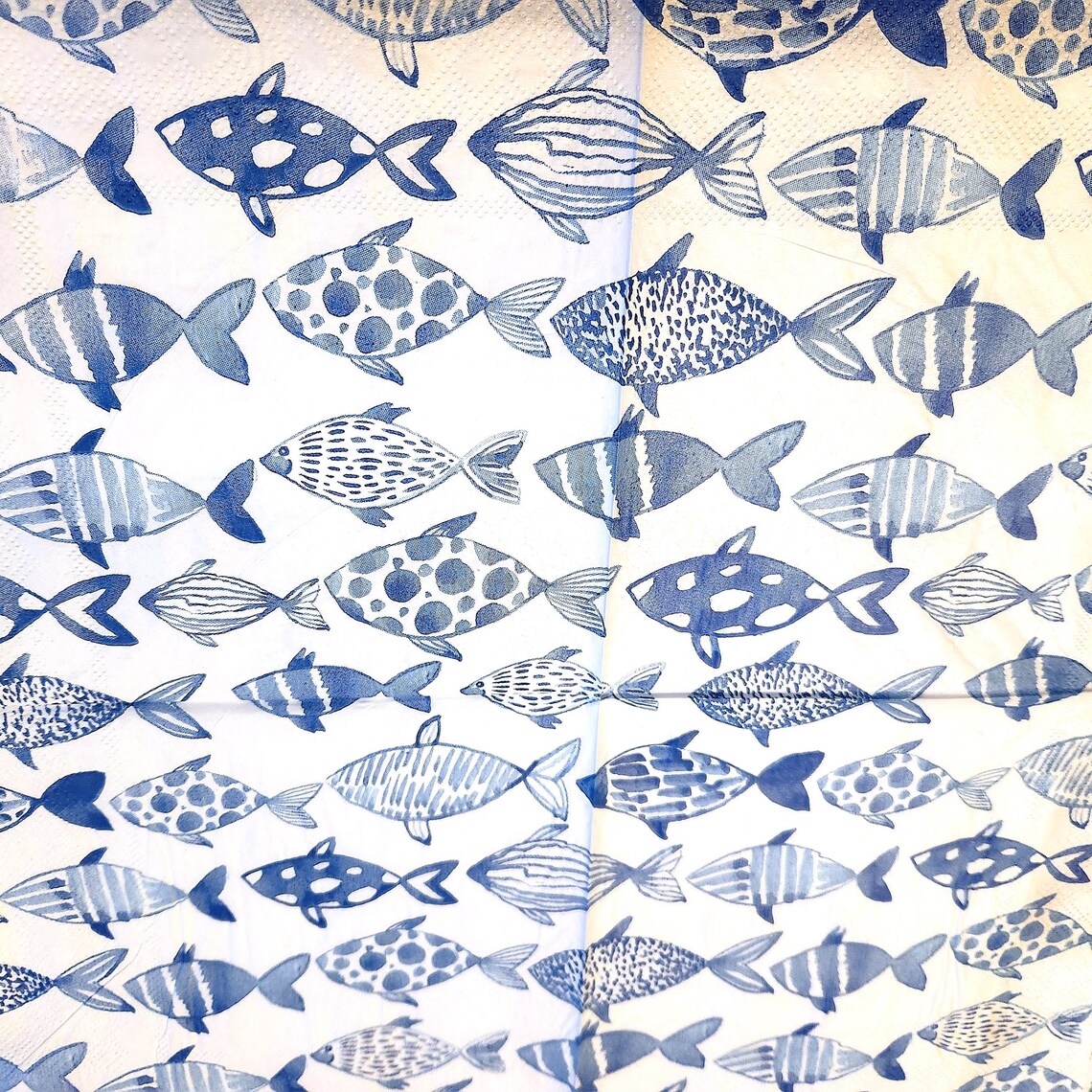 Blue and White Fish Paper Napkins for Decoupage (set of 4) - Etsy
