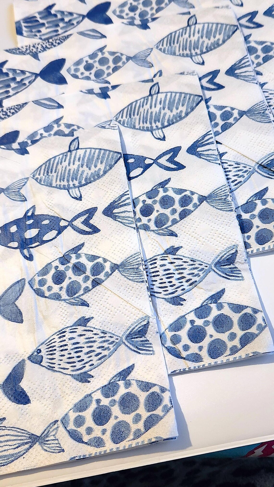 Blue and White Fish Paper Napkins for Decoupage (set of 4) - Etsy