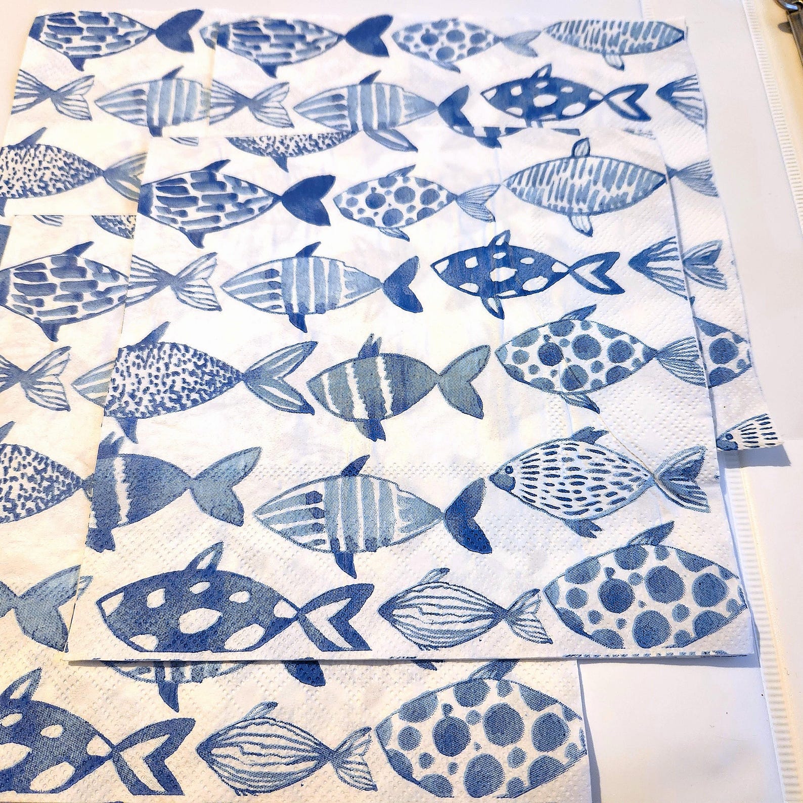 Blue and White Fish Paper Napkins for Decoupage (set of 4) - Etsy
