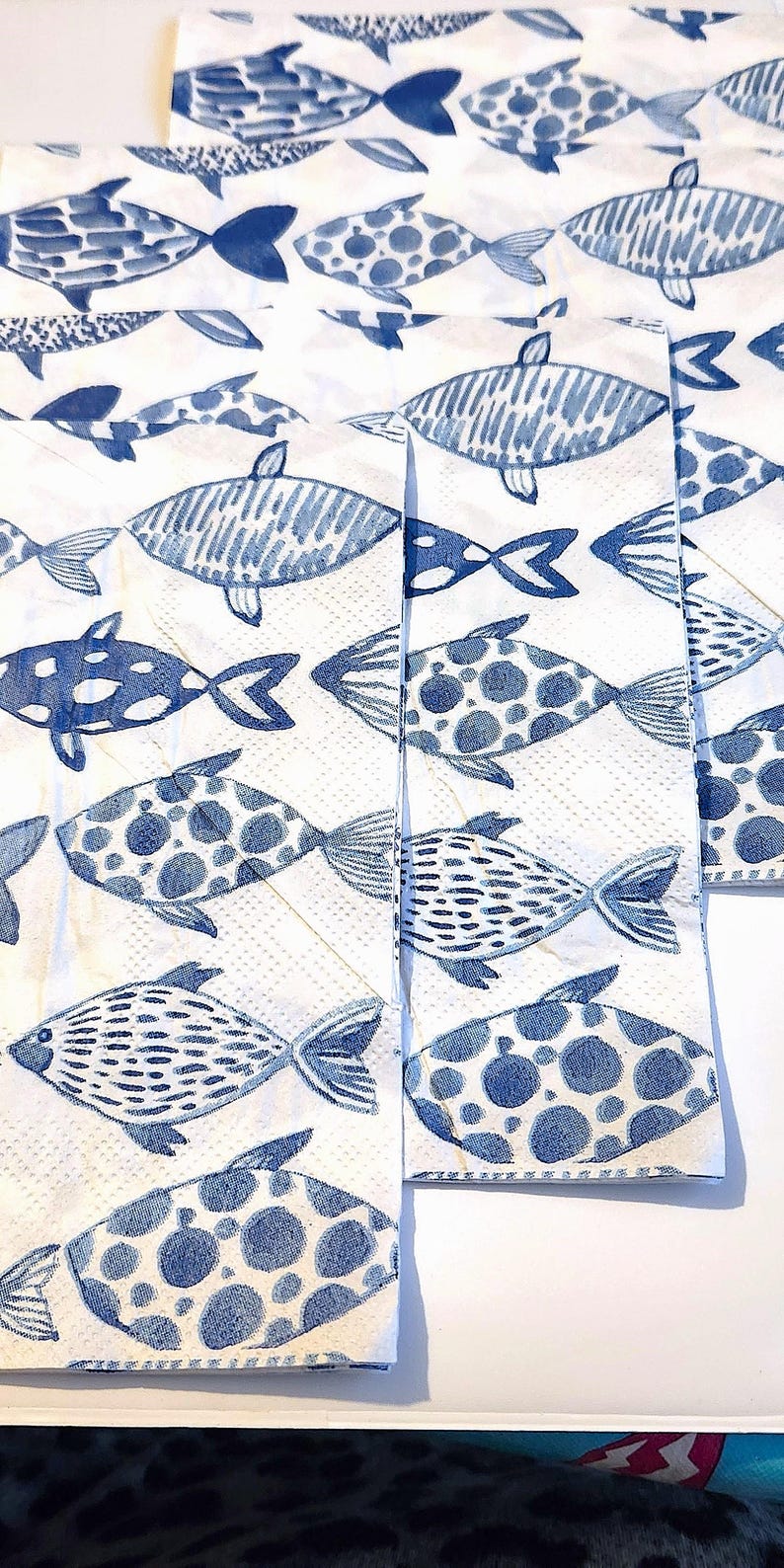 Blue and White Fish Paper Napkins for Decoupage (set of 4) - Etsy