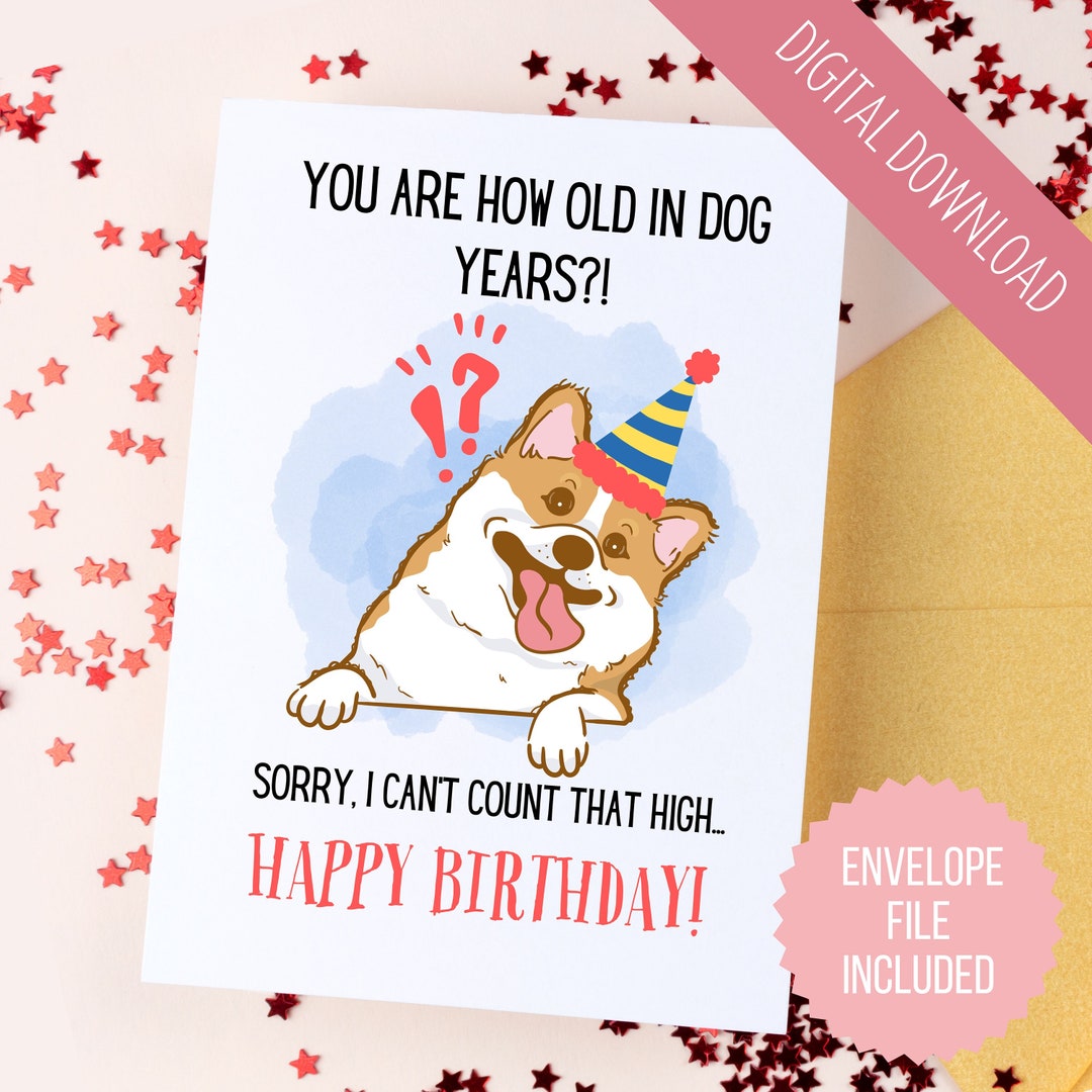 Funny Dog Birthday Card, Rude Birthday Card, Dog Years Card, Dog Lover ...