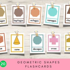 Geometric Shape Flashcards: Montessori Homeschool Printable (PDF) - Etsy