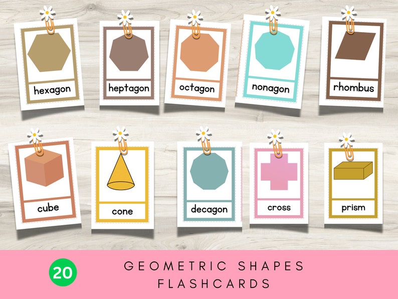 Geometric Shape Flashcards: Montessori Homeschool Printable (PDF) - Etsy